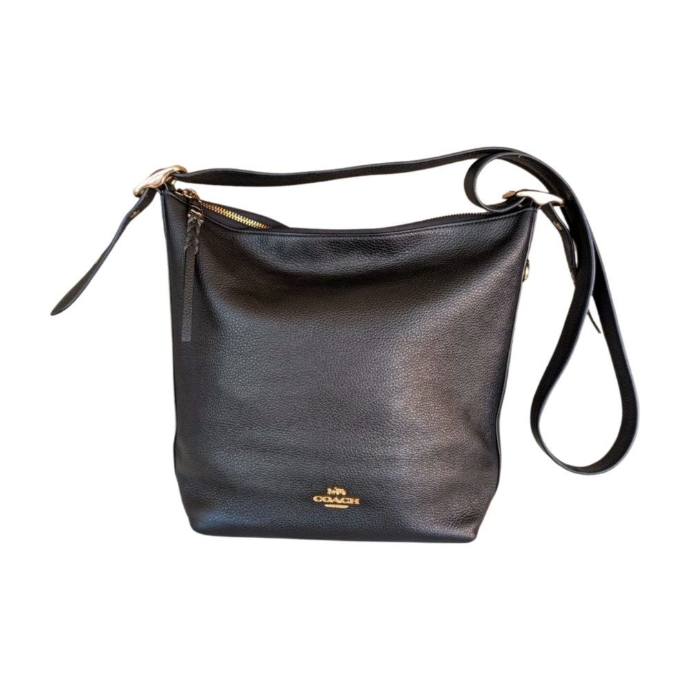 Coach Val Duffle Bag In Pebbled Black Leather - Gem